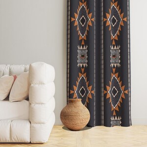 Vintage Aztec Curtain, Boho Southwestern Design Drape, Tribal Style ...