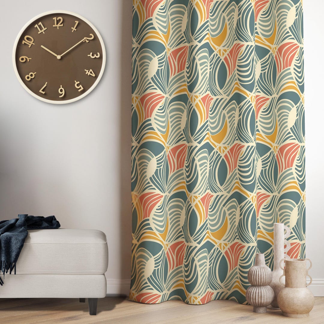 Aesthetic Classic Style Curtain, Seamless Pattern Stylish Drape, Modern ...