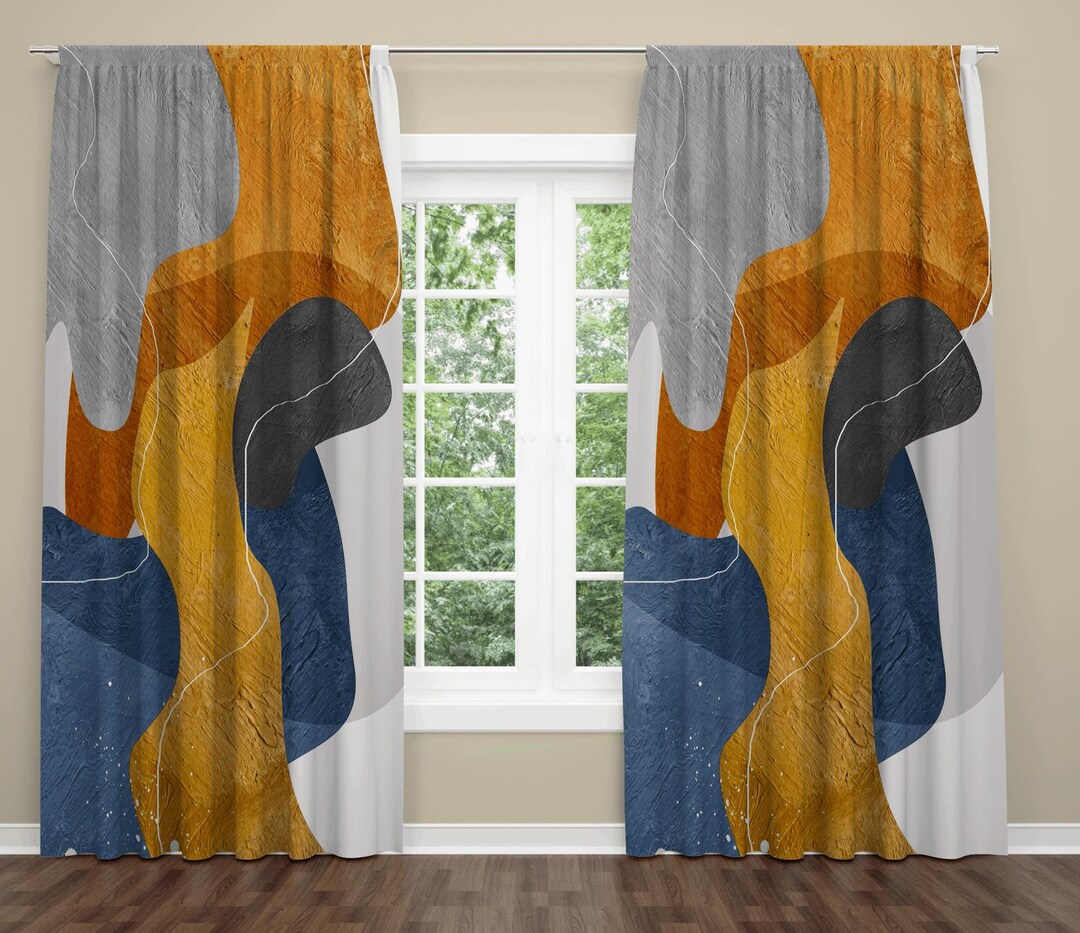 Minimalist Abstract Style Curtain, Vibrant Drape, Premium Modern ...