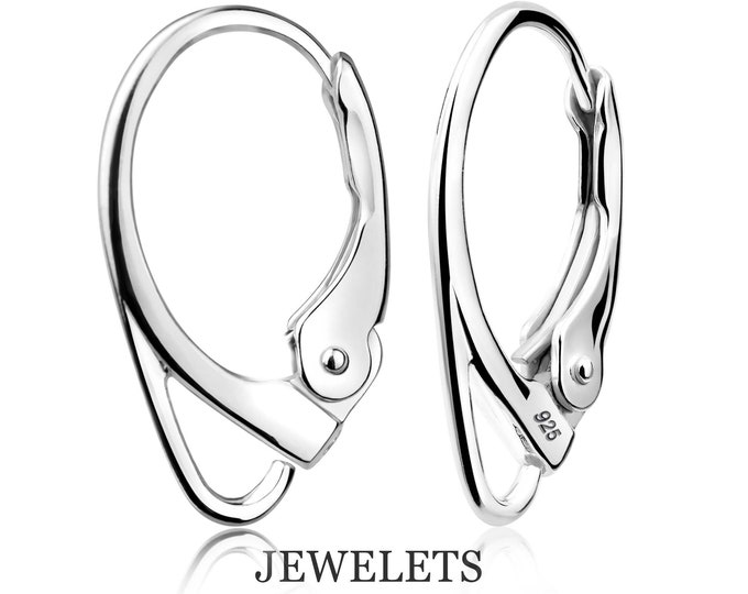 Sterling Silver Leverback Earrings, Interchangeable Charm Oval Hoop ...