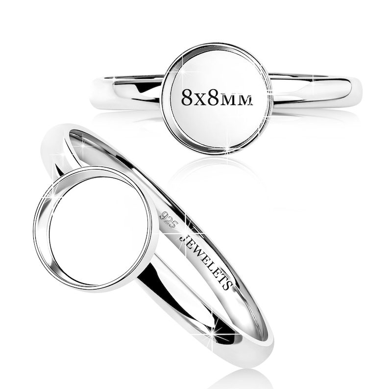 Sterling Silver 8 Mm Bezel Cup Ring Blank | Setting Cabochon and ...