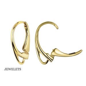 14K Gold Lever Back Pair, Yellow Gold 14K, 17mm Long, 10 Mm Width - Etsy