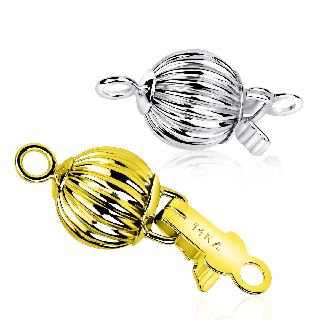 14K Bead Straight Corrugated Clasp Fine Gold Necklace Closure - Etsy