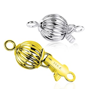 14K Bead Straight Corrugated Clasp Fine Gold Necklace Closure - Etsy