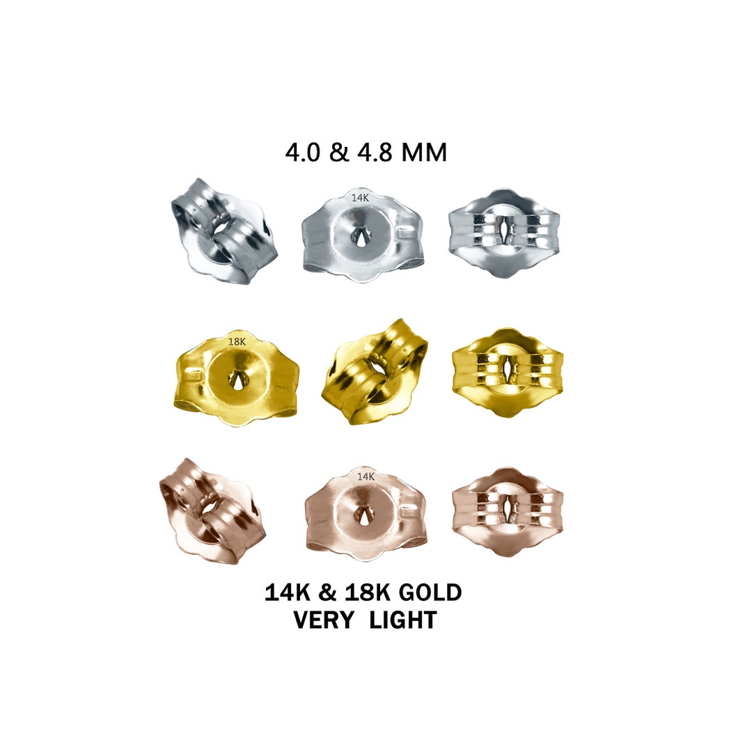 Gold Ear Nuts, Earrings Stopper, 14K, 18K, Yellow Gold, White Gold ...