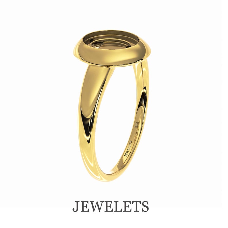 Silver Ring 6x8 Blank Gold Plated Cabochon Setting Base - Etsy