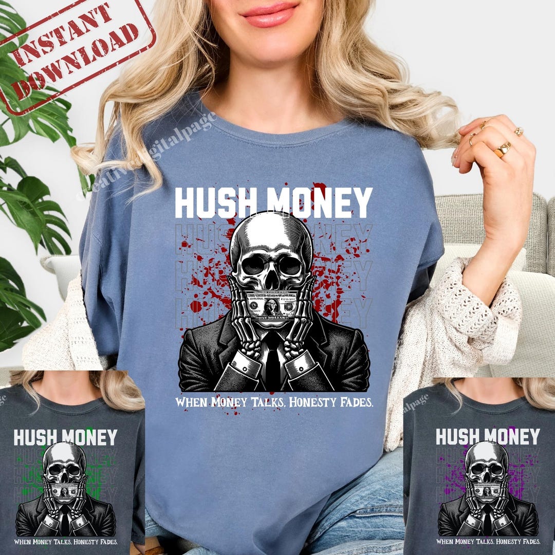 Hush Money Streetwear Digital Design - Skull & Money (instant Download ...