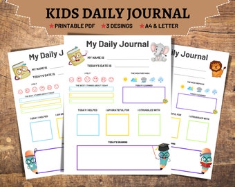 Kids Daily Journal Printable, Kids Diary Printable, Journal for Kids ...