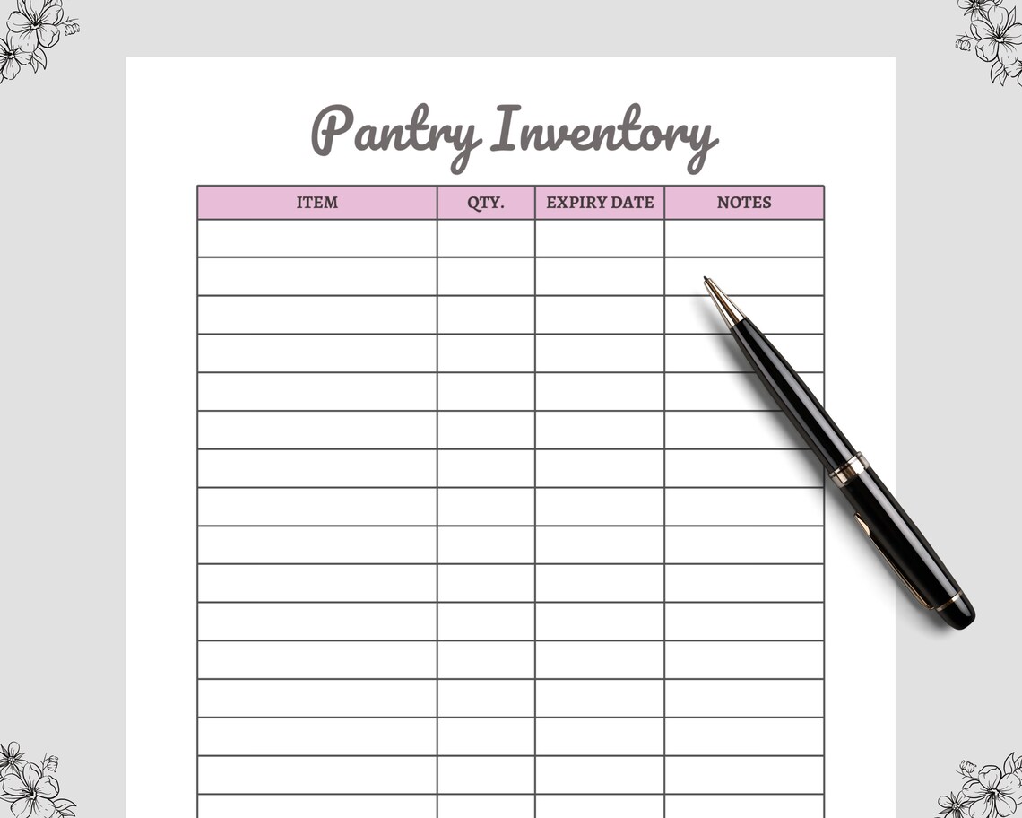 Pantry Inventory Printable Kitchen Cupboard Inventory Food Tracker ...