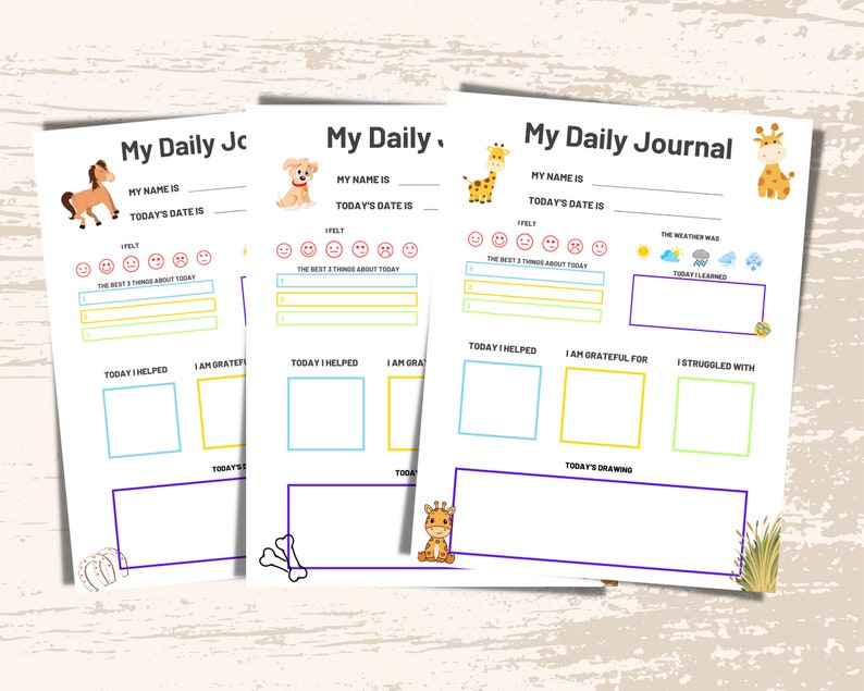 Printable Kids Daily Journal, Kids Activity Pages, Journal for Kids ...