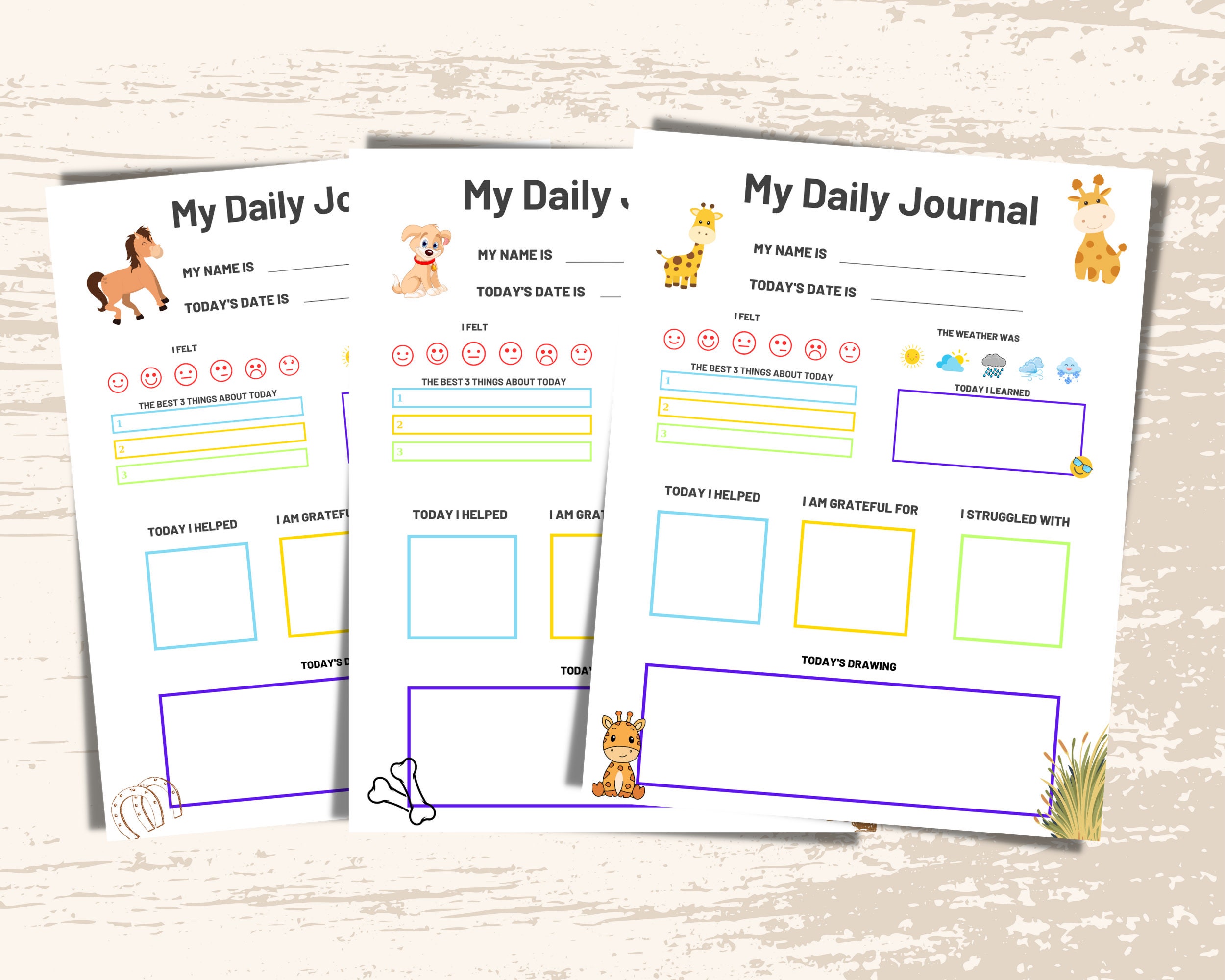 Printable Kids Daily Journal, Kids Activity Pages, Journal for Kids ...