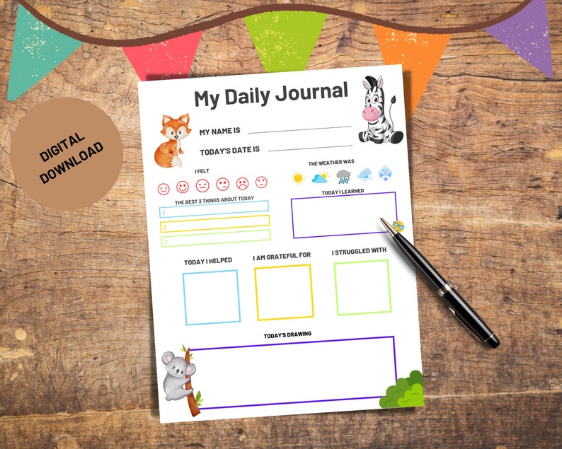Kids Diary Printable, Kids Daily Journal, Kids Activity Pages - Etsy