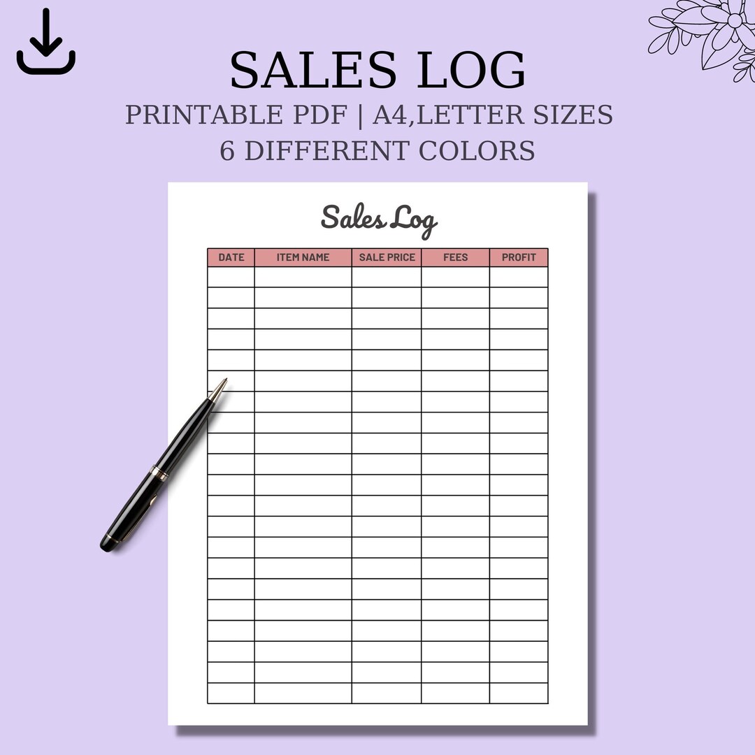 Sales Log Printable Orders Log Business Start up Printable - Etsy