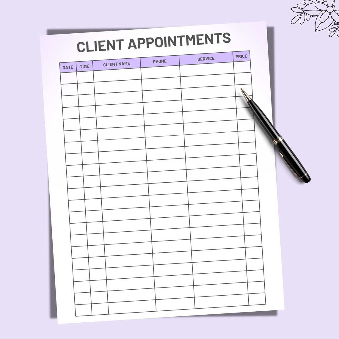 Client Appointment Tracking Printable Appointment Reminder Meeting ...