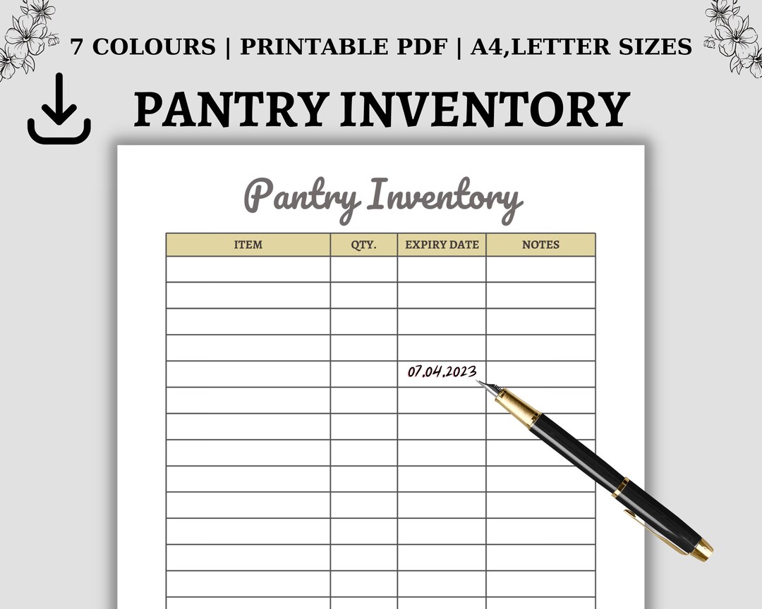 Pantry Inventory Printable Kitchen Cupboard Inventory Food Tracker ...