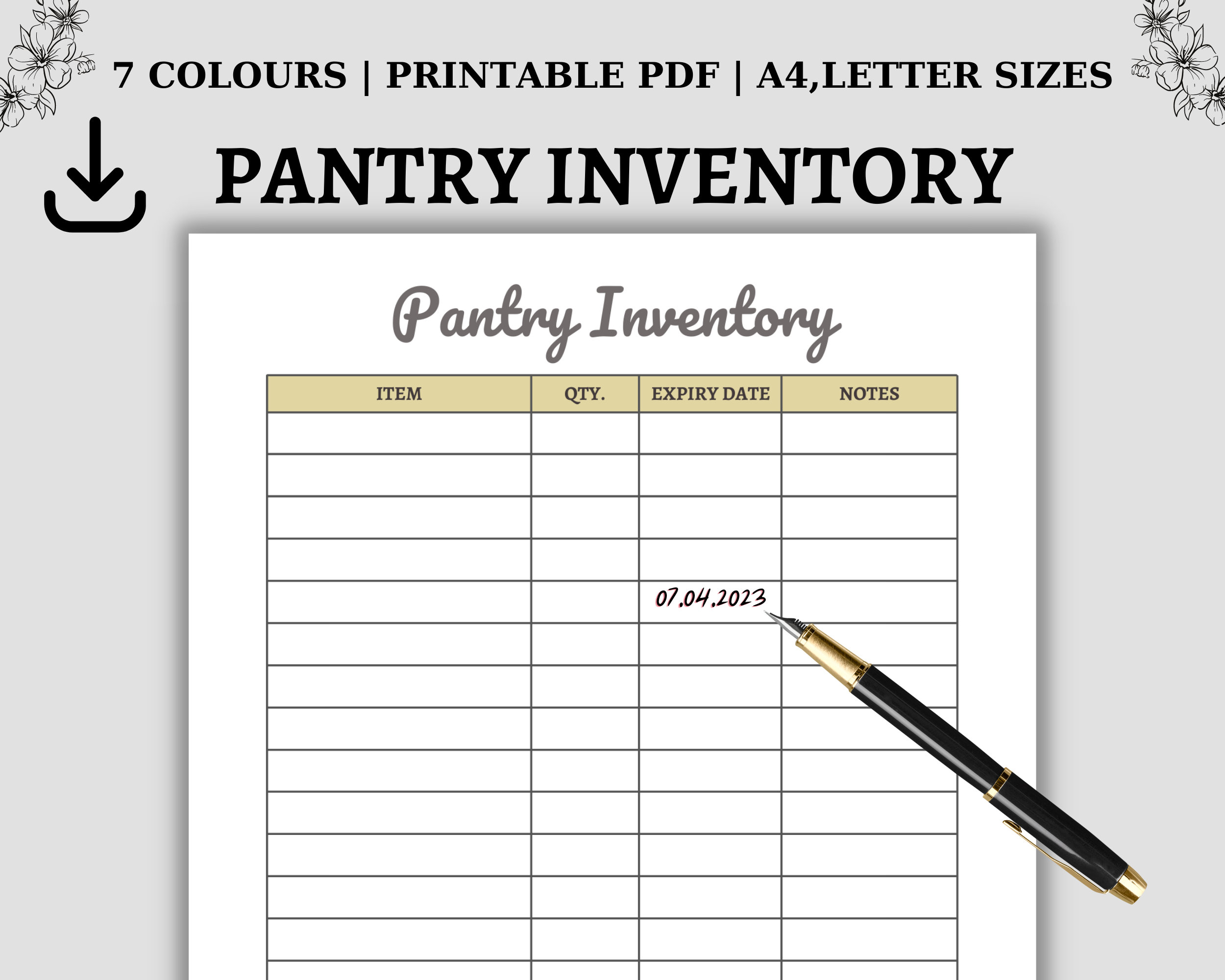 Pantry Inventory Printable Kitchen Cupboard Inventory Food Tracker ...
