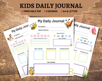 Kids Daily Journal Printable, Daily Journal for Kids, Daily Planner for ...