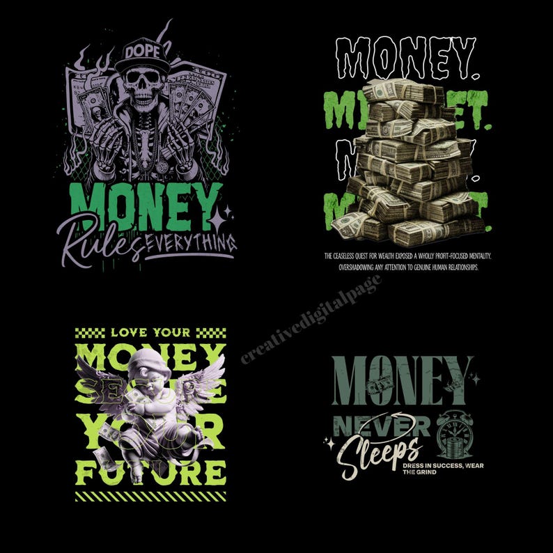 Money Streetwear PNG Bundle – Streetwear Cash Design Bold Urban Digital ...