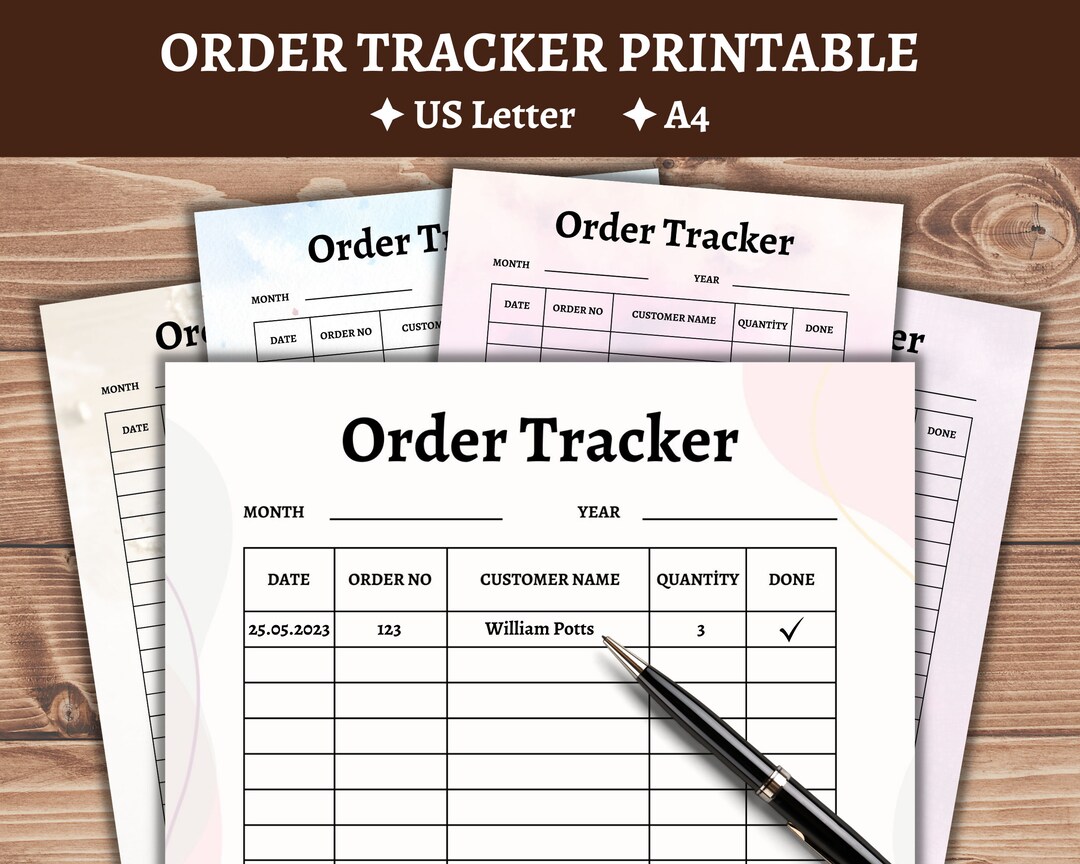 Order Tracker, Printable Order Log, Instant Digital Download, US Letter ...