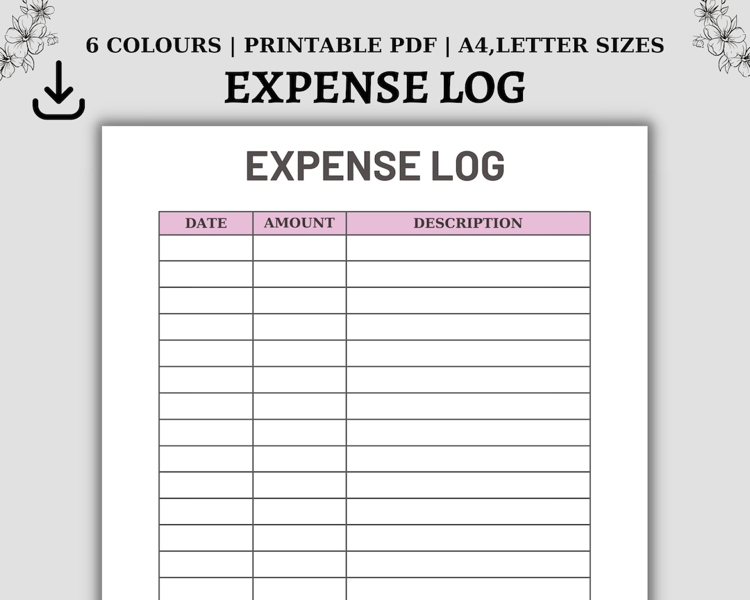 Expense Log Printable | Expense Tracker | Spending Sheet | Personal ...