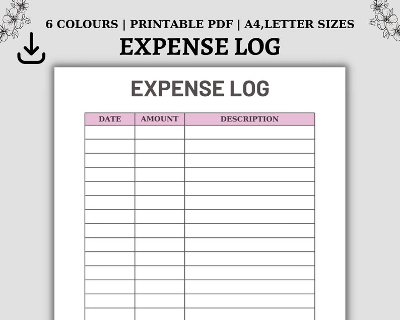 Expense Log Printable | Expense Tracker | Spending Sheet | Personal ...