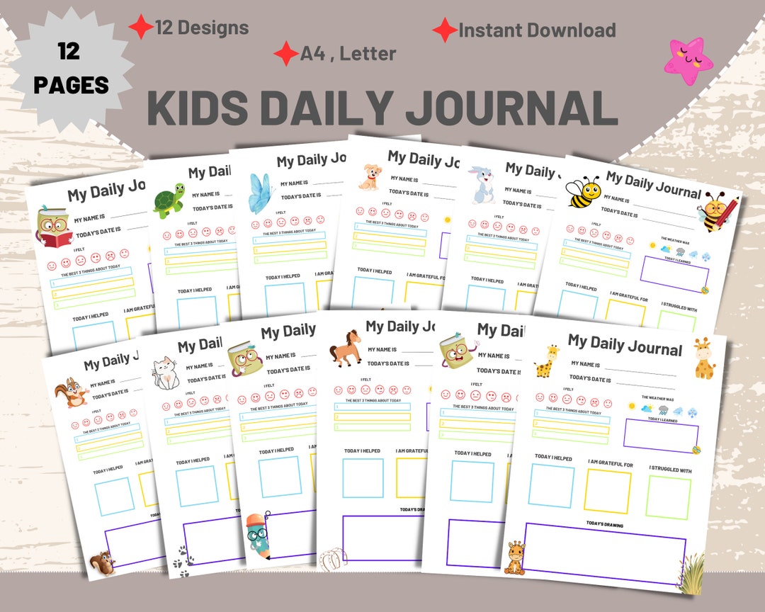 Printable Kids Daily Journal, Kids Activity Pages, Journal for Kids ...