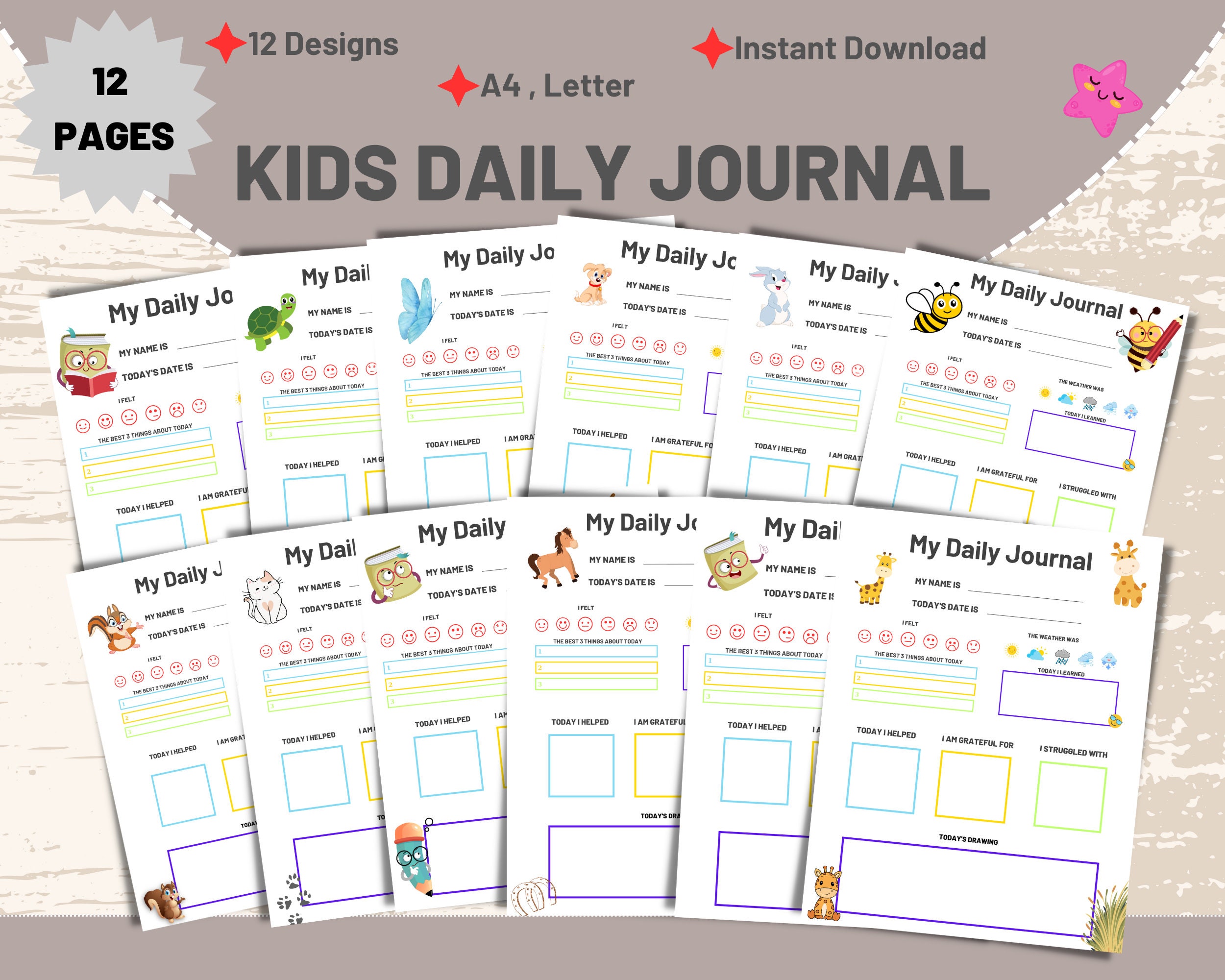 Printable Kids Daily Journal, Kids Activity Pages, Journal for Kids ...
