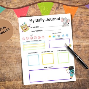 Kids Daily Journal Printable, Kids Activity Pages, Dairy for Children ...