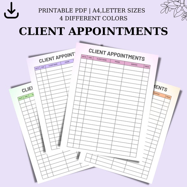Client Appointment Tracker Printable - Etsy