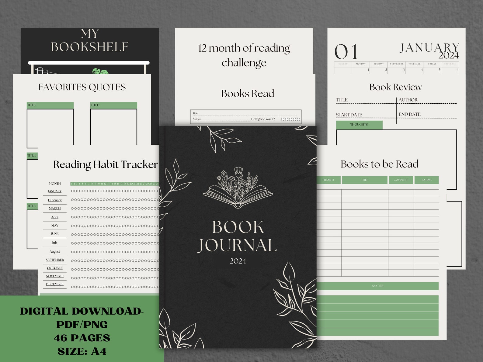 Digital & Printable Book Journal Track Your Reading Adventures 46 Pages ...