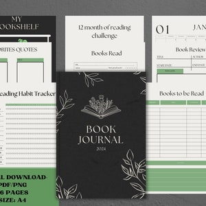 Digital & Printable Book Journal Track Your Reading Adventures 46 Pages ...