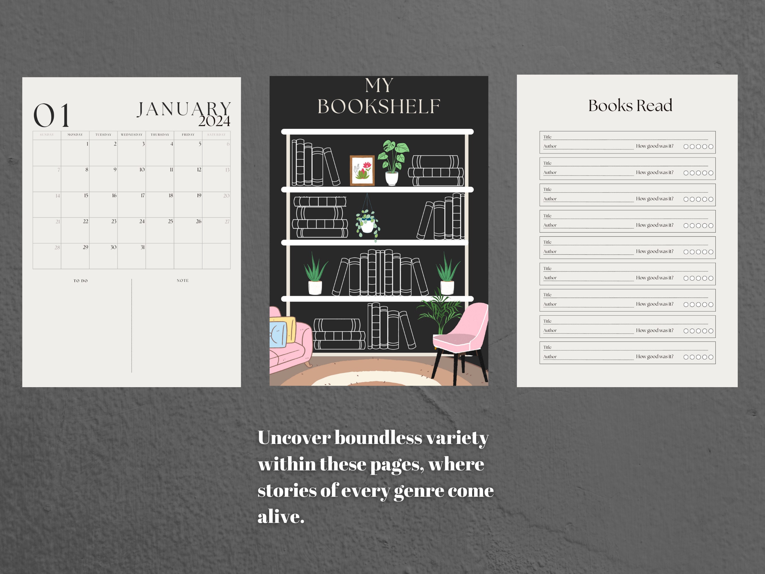 Digital & Printable Book Journal Track Your Reading Adventures 46 Pages ...