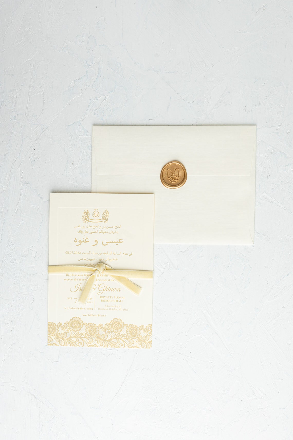 Elegant Lace | Vellum | Gatefold | Wax Seal | Wedding Invitation ...