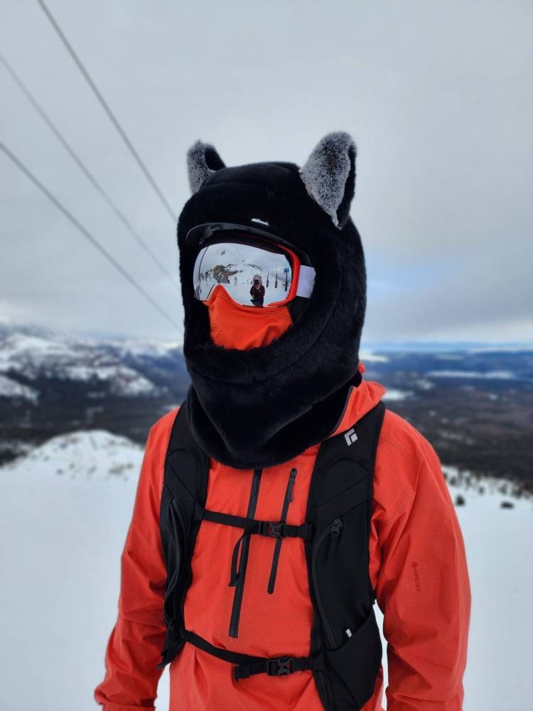 Fur Ski Hood - Wolf - Black - Etsy