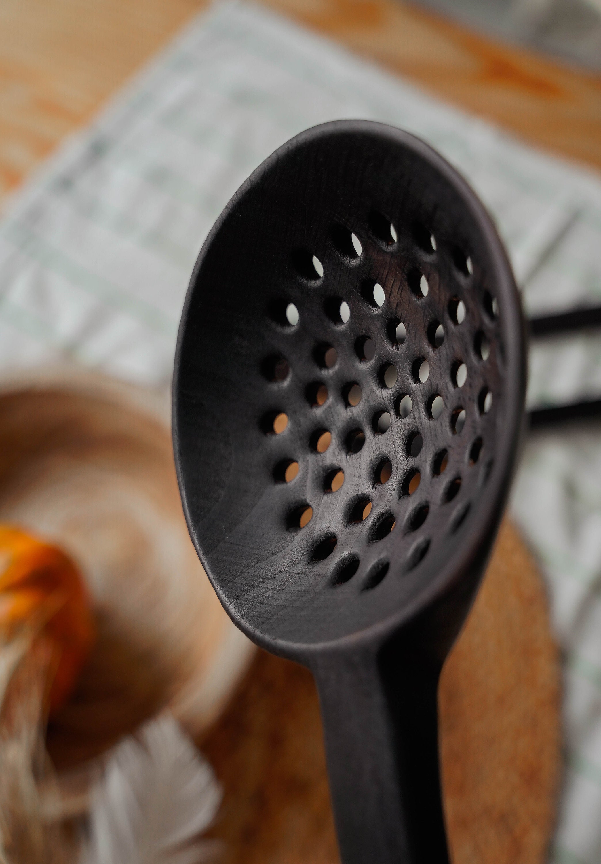 Wooden Collander, Strainer. Utensils for Cooking Made of Quality, Burnt ...