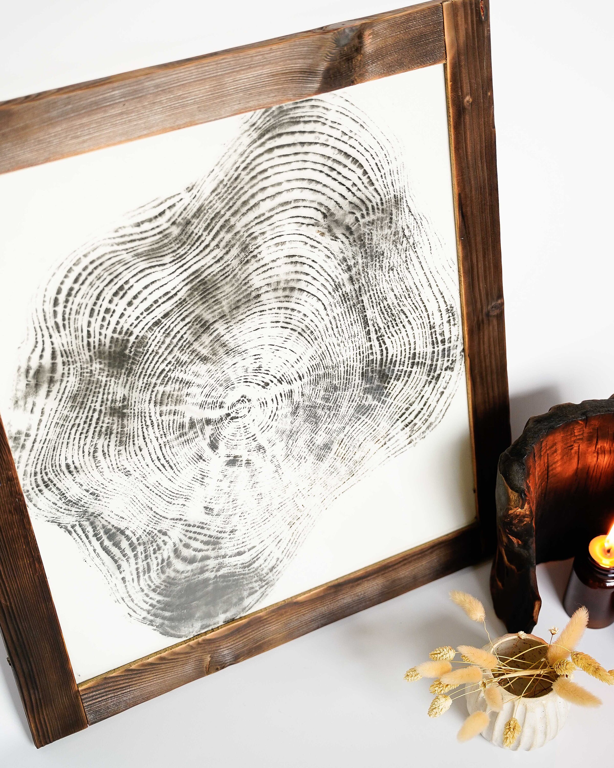 Tree Stump Art. Charred Wood. Tree Rings Painted With Soot. - Etsy