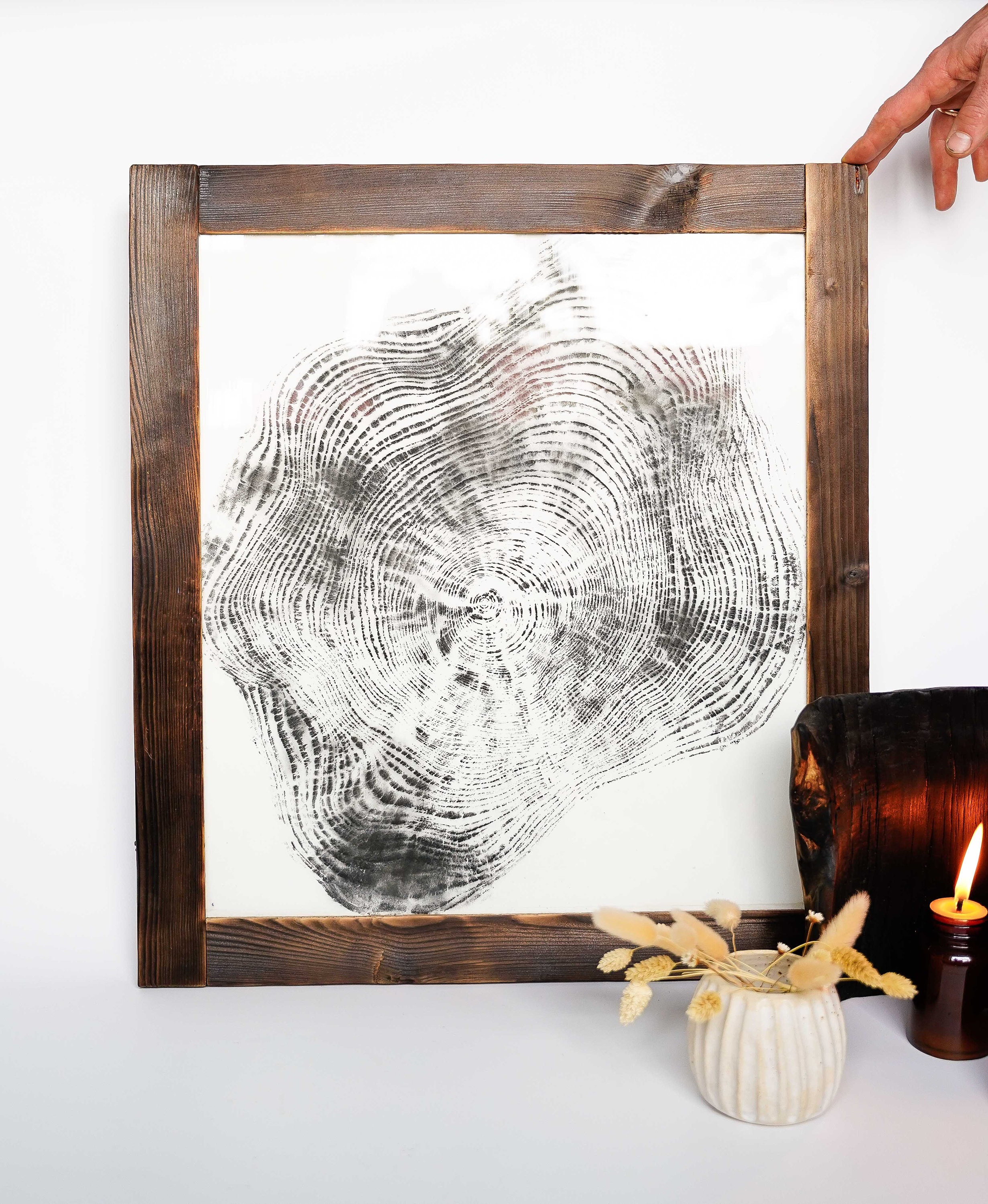 Tree Stump Art. Charred Wood. Tree Rings Painted With Soot. - Etsy