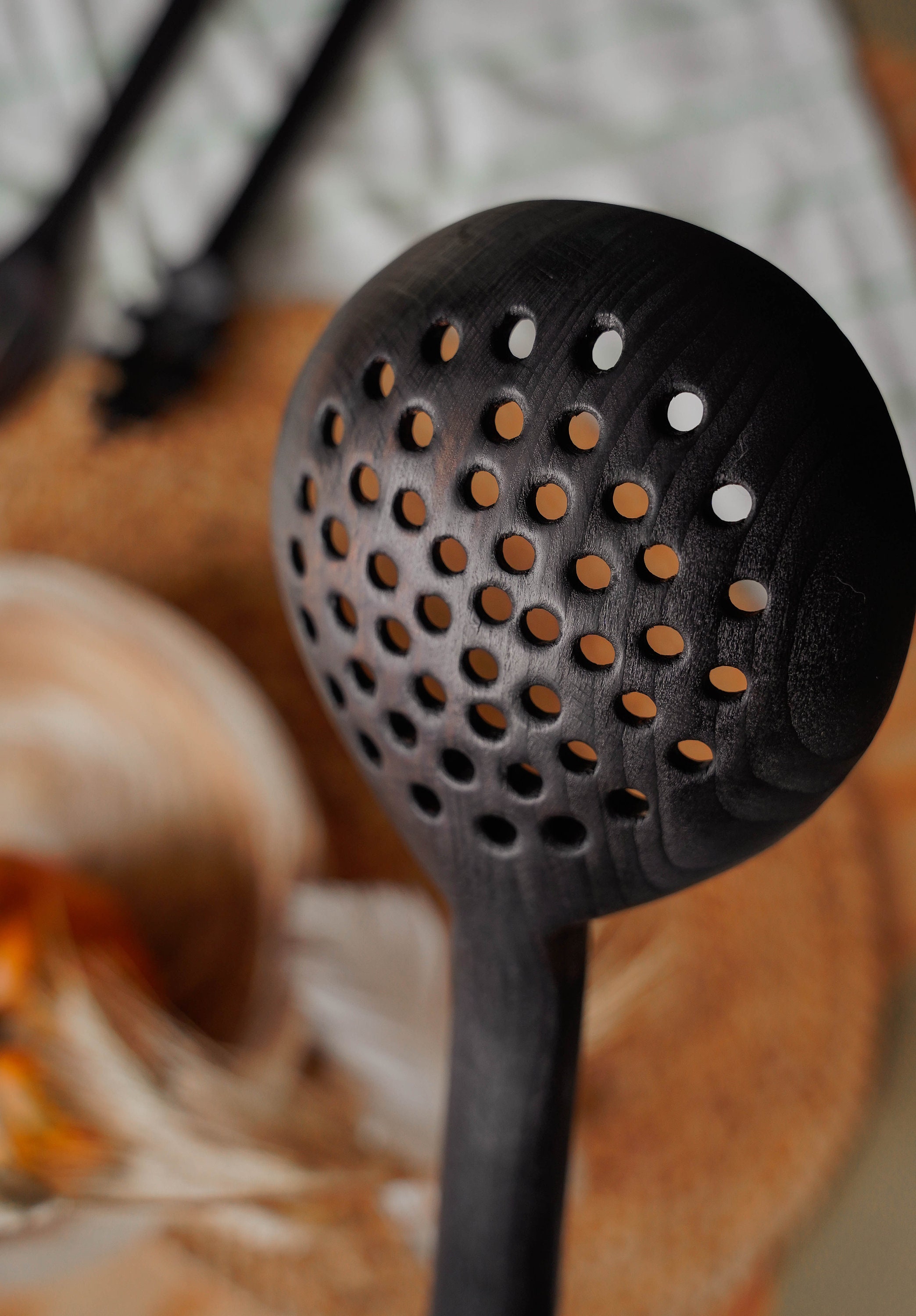 Wooden Collander, Strainer. Utensils for Cooking Made of Quality, Burnt ...
