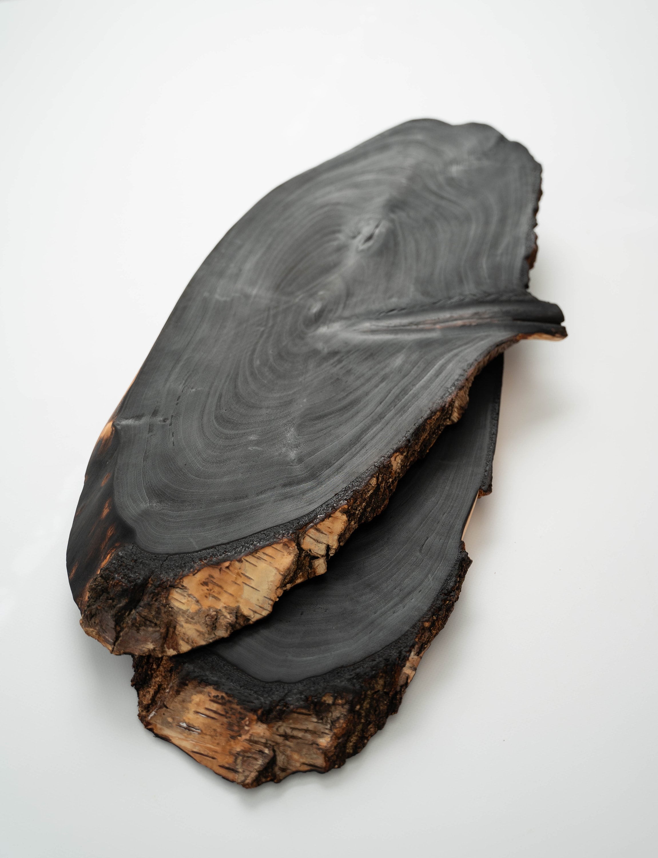 Charred Wood Serving Board. Yakisugi Burnt Wood. Live Edge Birch Wood ...
