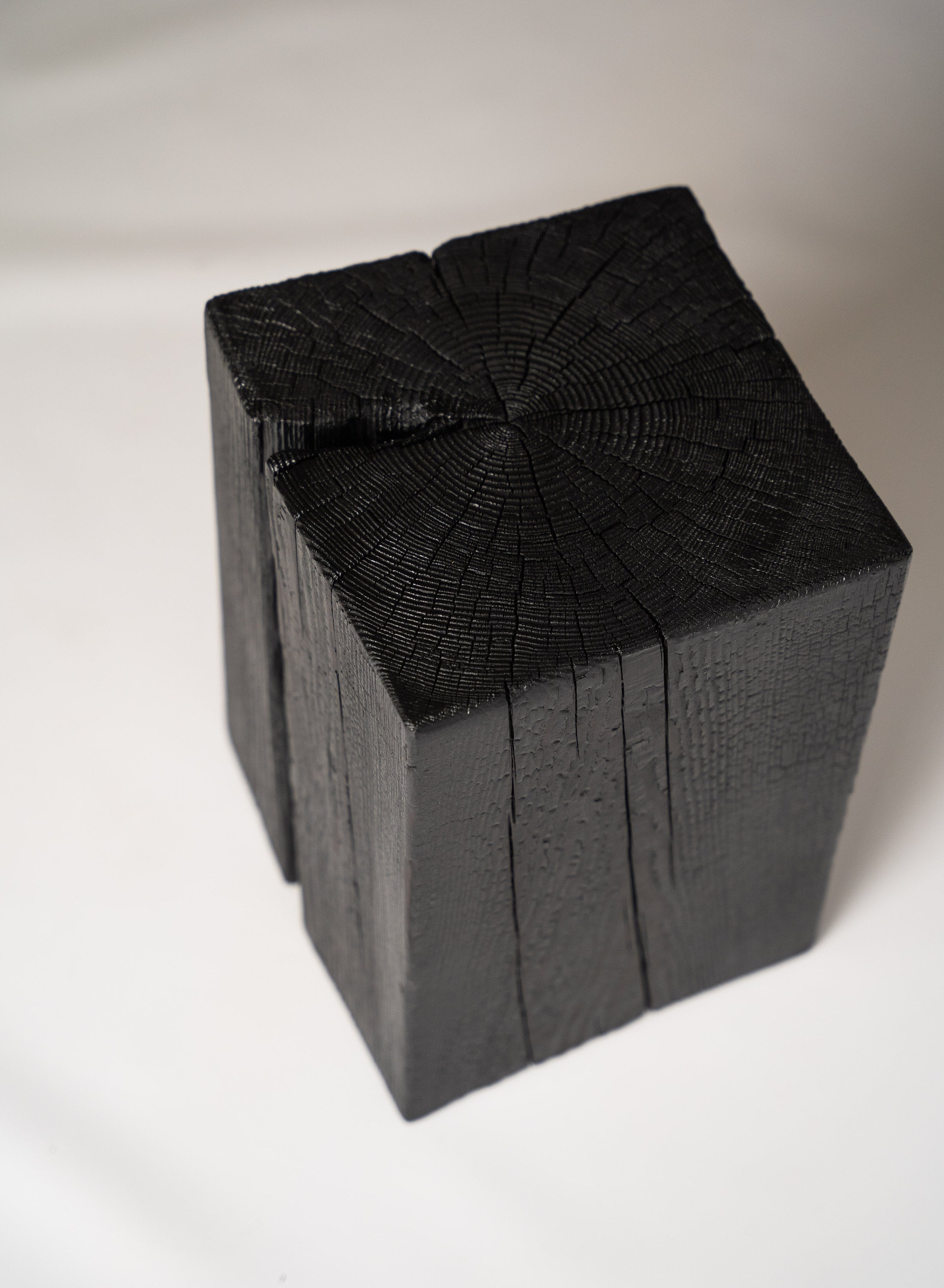 Pine Cube Yakisugi Side Table. Wooden Stump Coffee Table. Natural Home Decor. Plant Stand ...