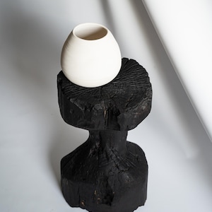 READY to SHIP Tree Stump Side Coffee Table. Wooden Black Table. Natural ...