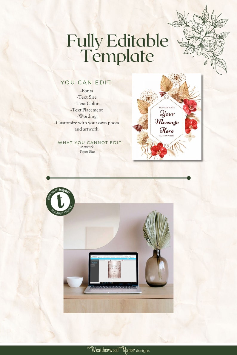 Autumn Wedding Sign Template | Instant Download | Editable Template ...