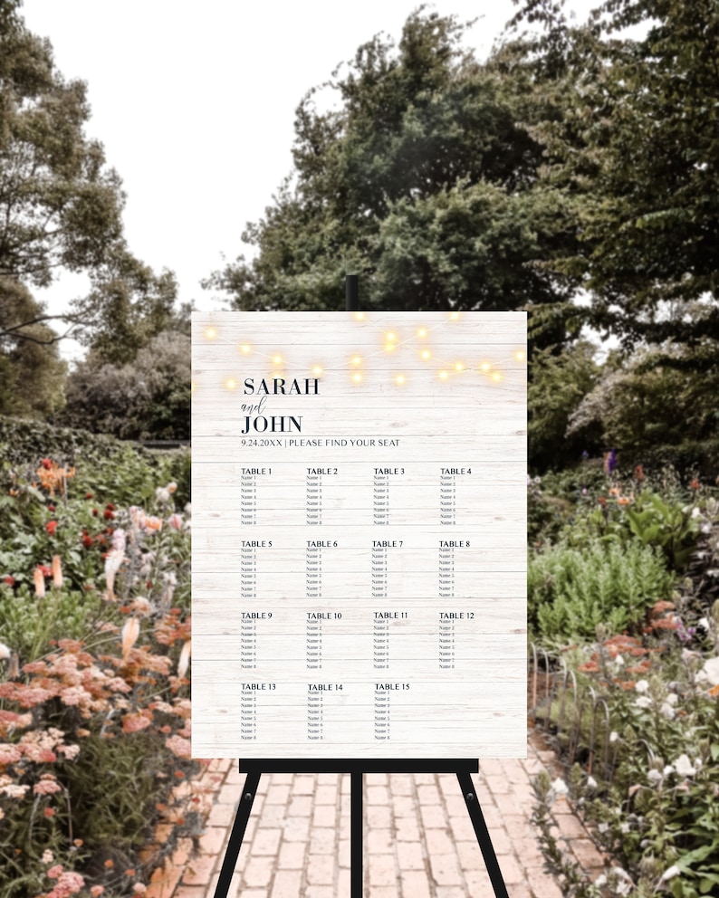 Rustic Wedding Seating Chart | Instant Download | Editable Template ...