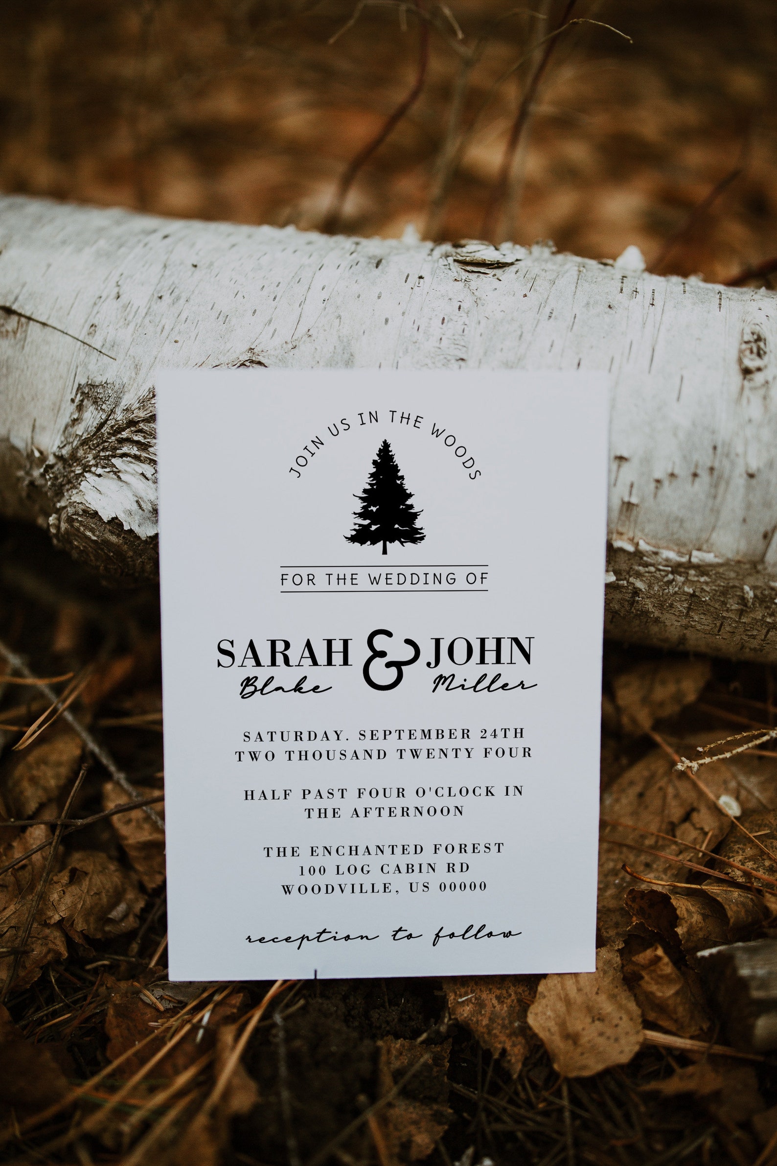 Simple Tree Wedding Invitation Template | Instant Download | Editable ...