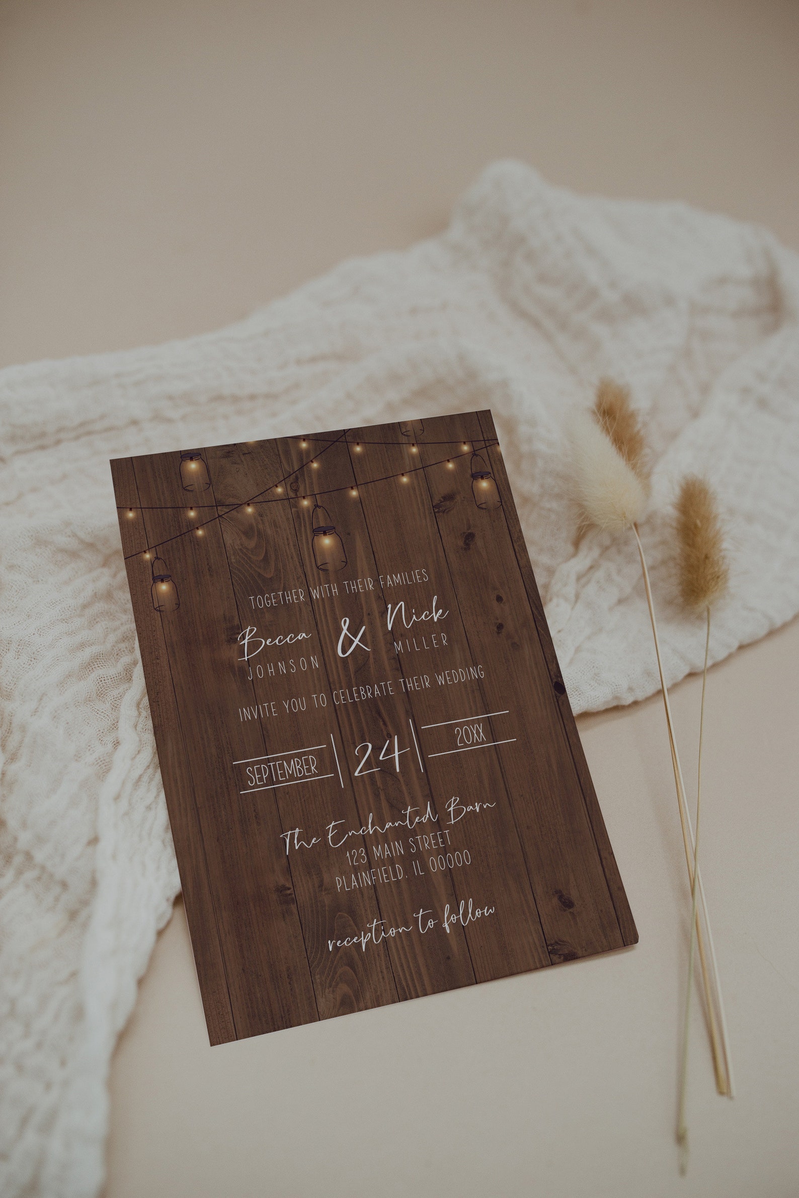 Rustic Wedding Invitation Template INSTANT DOWNLOAD - Etsy