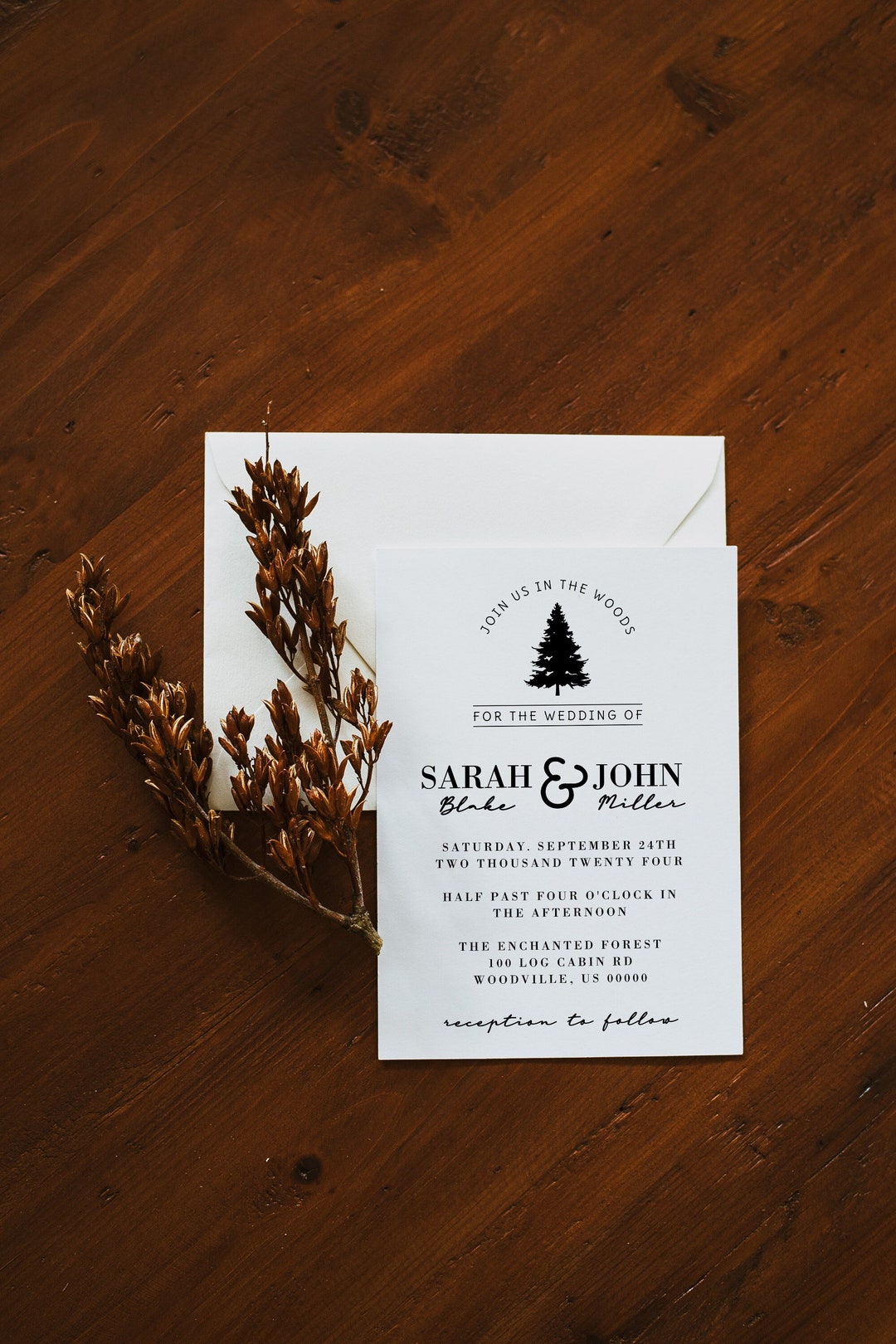 Simple Tree Wedding Invitation Template | Instant Download | Editable ...