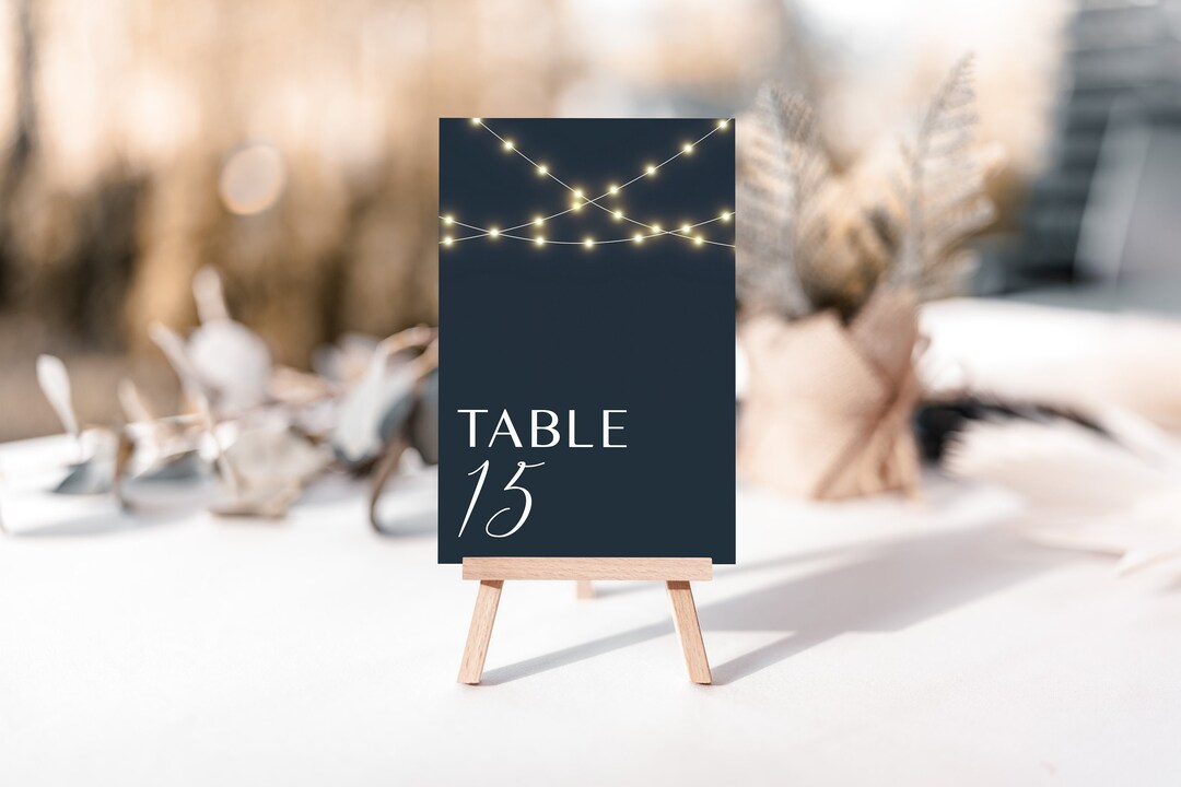 Navy Blue and Lights Table Number Template | Instant Download ...