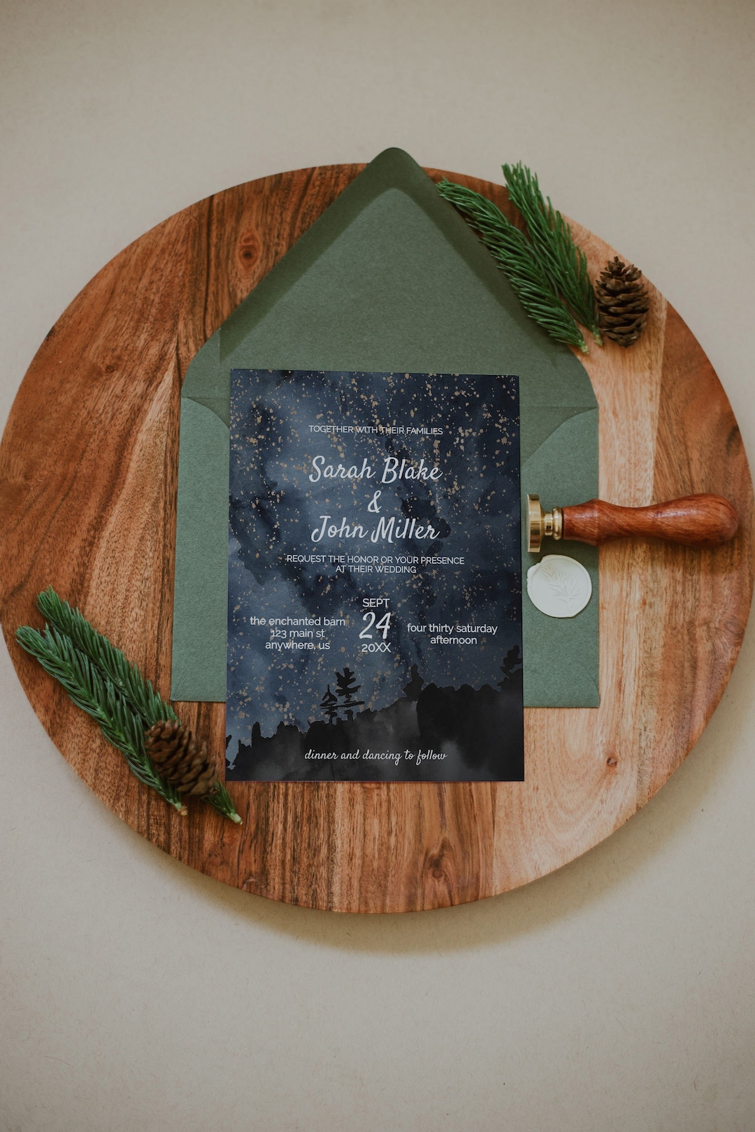 Starry Night Wedding Invitation | INSTANT DOWNLOAD | Editable Invite ...