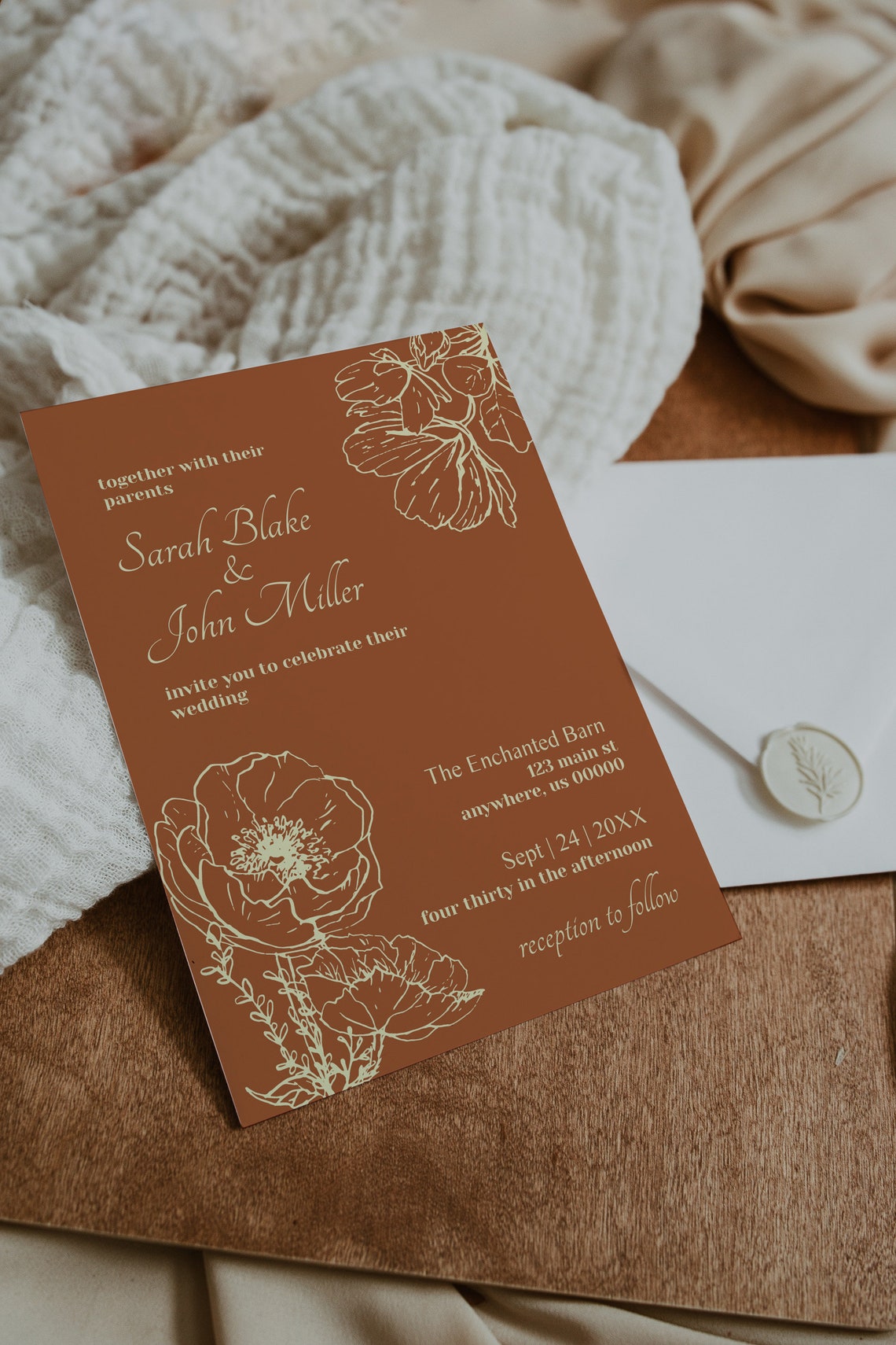 Fall Floral Wedding Invitation Template | Autumn Wedding Invitation ...