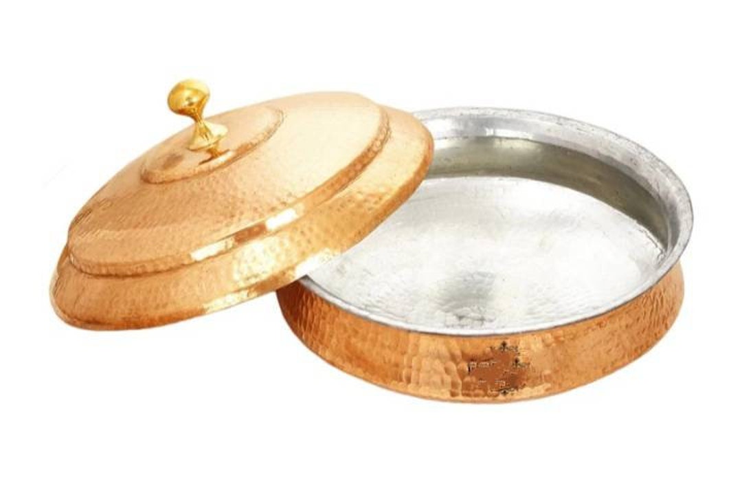 Pure Copper Handi Lagan With Lid Inside Tin Lined Serveware - Etsy